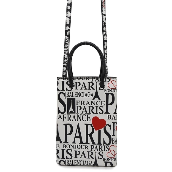 Balenciaga | Bags | Balenciaga Phone Holder Black Paris Bag Heart ...
